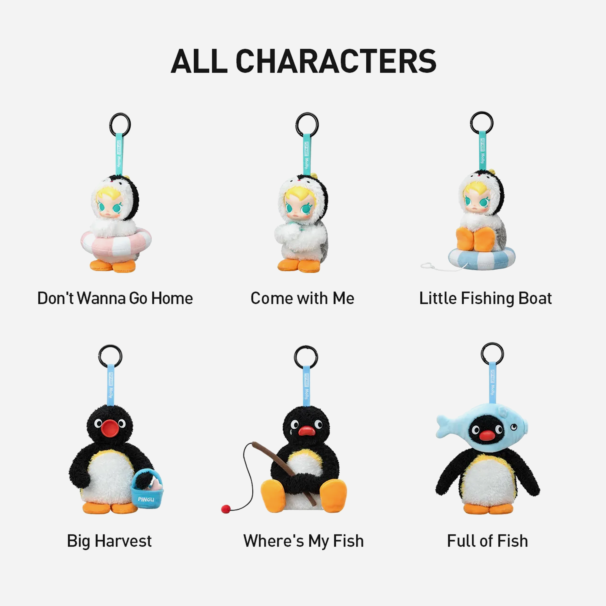 Pop Mart Baby Molly X Pingu Happy Fishing Series Plush Pendant Sealed ...